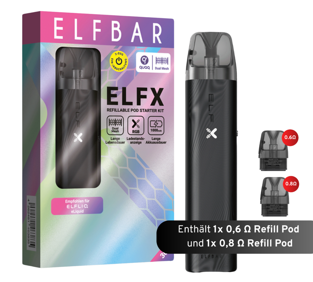 ELFBAR ELFX Refillable Kit - Black (inkl. 0.6 & 0.8 Ohm Pod)