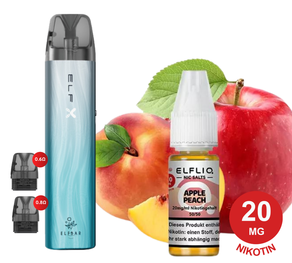 ELFBAR ELFX Probierset – Silver Blue & Apple Peach (20mg Nikotin)