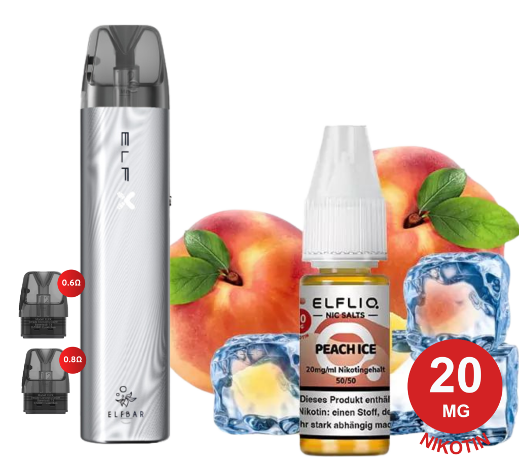 ELFBAR ELFX Probierset – Silver & Peach Ice (20mg Nikotin)
