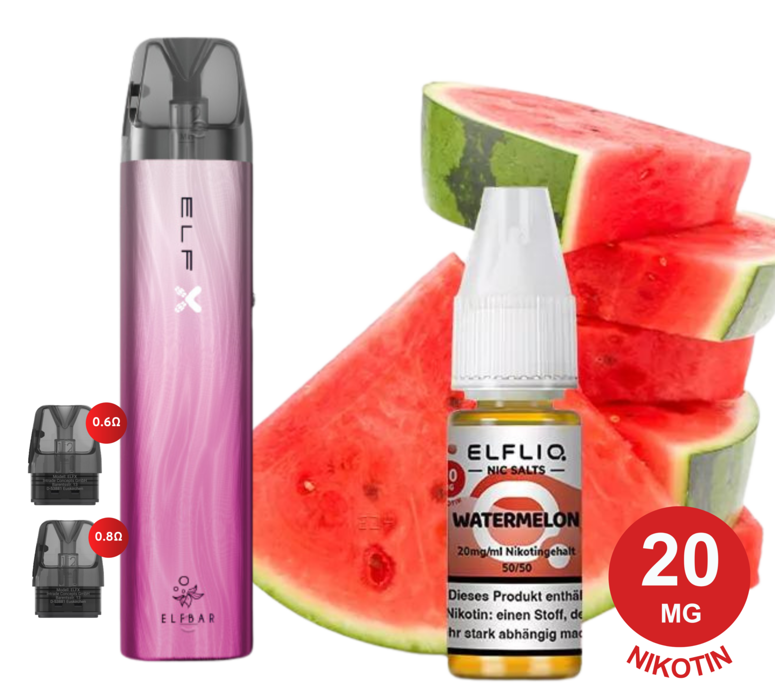 ELFBAR ELFX Probierset – Silver Pink & Watermelon (20mg Nikotin)