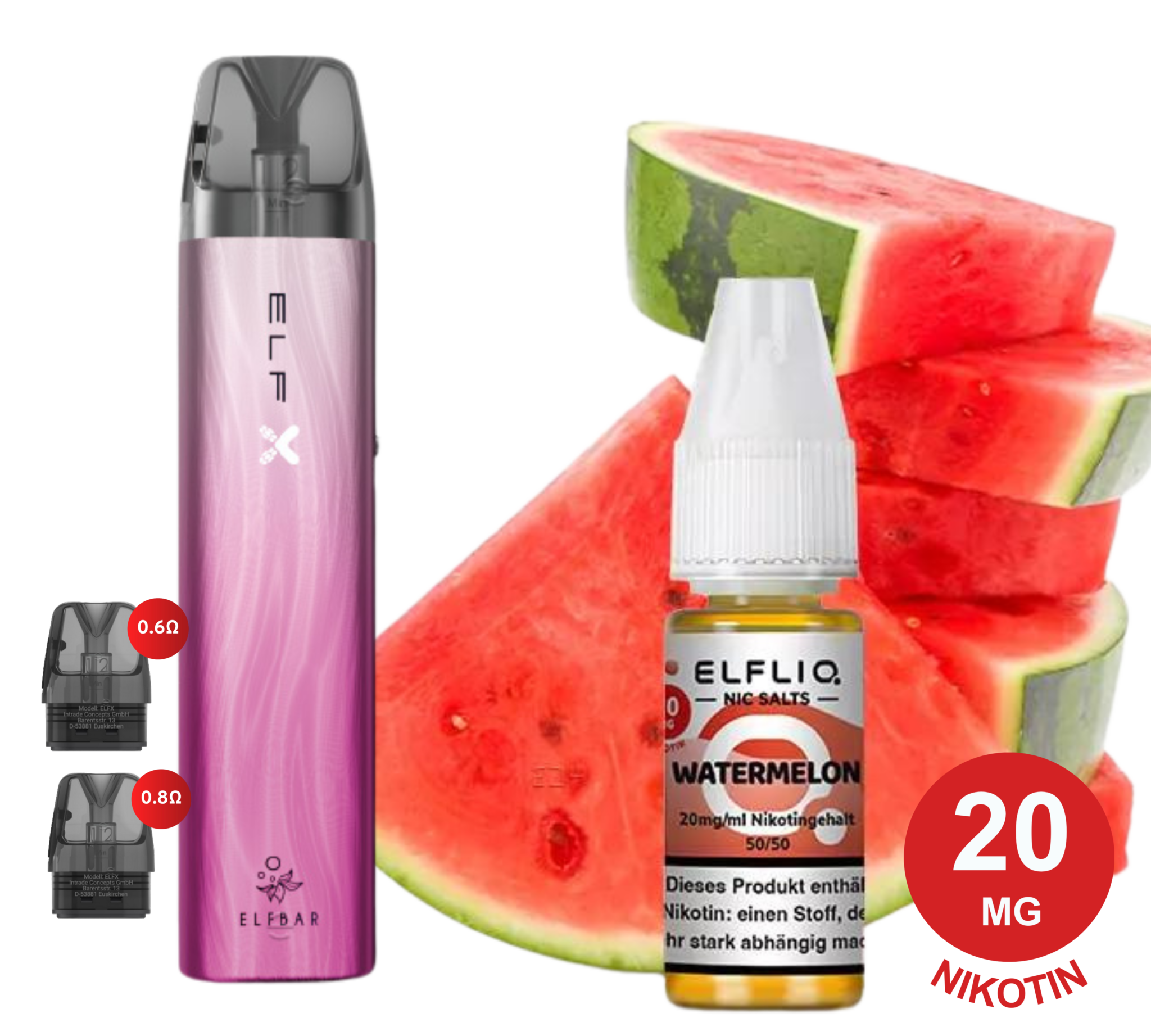 ELFBAR ELFX Probierset – Silver Pink & Watermelon (20mg Nikotin)